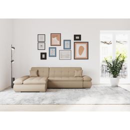 Ecksofa DOMO collection "Moric, L-Form, XXL-Sofa - Breite 300cm, viel Platz, auch in Cord", braun (cappucino), B:300cm H:80cm T:172cm, Kunstleder SOFTLUX / Struktur (90% Polyester/ 10% Polyacryl);Microfaser PRIMABELLE (100% Polyester)/ Struktur (90% Polyester/ 10% Polyacryl), Sofas, Ecksofa, wahlweise mit Bettfunktion und Armteilverstellung, cappucino