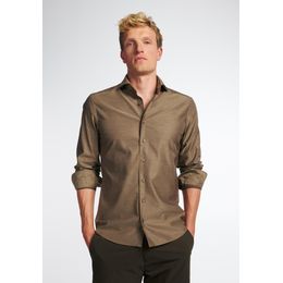 Langarmhemd Eterna "SLIM FIT", Herren, Gr. 42, Normalgr&ouml;&szlig;en, beige, Twill, 100% Baumwolle, schmal, Manschette, Hemden Langarmhemd, EASY IRON (b&uuml;gelleicht)