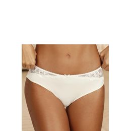 Tanga Lascana "Vittoria", Damen, Gr. 40/42, beige (cream), Obermaterial: 84% Polyamid (TACTEL), 16% Elasthan (LYCRA), k&ouml;rpernah, Unterhosen Tanga, mit Spitzeneins&auml;tzen