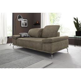 2-Sitzer Home Affaire "Caluna", grau (taupe), B:202cm H:97cm T:111cm, Luxus-Microfaser Vintageoptik (100% Polyester);Flachgewebe (100% Polyester);Luxus-Mikrofaser (90% Polyester, 10% Polyamid), Sofas, 2-Sitzer, mit Sitztiefen- und Kopfteilverstellung