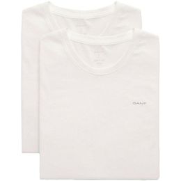 T-Shirt Gant "C-NECK T-SHIRT 2-PACK", Herren, Gr. S, wei&szlig;, Jersey, Obermaterial: 100% Baumwolle, unifarben, regular fit h&uuml;ftlang, Rundhals, abgesteppt, Shirts T-Shirt, aus besonders weichem Material