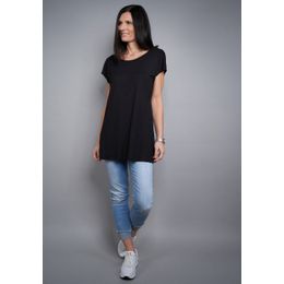 Longshirt Seidel Moden, Damen, Gr. 42, schwarz, Jersey, Obermaterial: 95% Viskose, 5% Elasthan, unifarben, normal Po-bedeckend, Rundhals, angeschnitten abgesteppte Kante, Shirts Longshirt, MADE IN GERMANY, Topseller