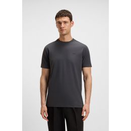 Rundhalsshirt BOSS Green "Tee", Herren, Gr. 3XL, grau (dunkelgrau027), Single Jersey, Obermaterial: 95% Baumwolle, 5% Elasthan, regular fit h&uuml;ftlang, Rundhals, eng eingefasste Kante, Shirts Rundhalsshirt, mit gummiertem Kontrast-Logo