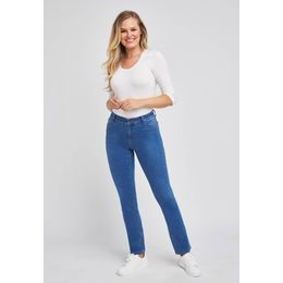 Slim-fit-Jeans WONDERJEANS "Classic", Damen, Gr. 46, L&auml;nge 32, super stone blau, Denim/Jeans, Obermaterial: 87% Baumwolle, 9% Polyester, 4% Elasthan, figurbetont kn&ouml;chellang, Jeans Slim-fit-Jeans, Klassischer gerader Schnitt