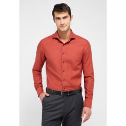 Langarmhemd Eterna "SLIM FIT", Damen, Gr. 38, Normalgr&ouml;&szlig;en, rot (dunkelrot), Twill, 59% Baumwolle, 41% Leinen, schmal, Manschette, Hemden Langarmhemd, EASY IRON (b&uuml;gelleicht)