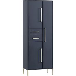 Garderobenschrank Welltime "Kent mit goldfarbenen Griffen", blau (nachtblau), B:67,1cm H:184,3cm T:33,1cm, FSC-zertifizierter Holzwerkstoff, Schr&auml;nke, Garderobenschrank, Breite 67,1 cm, made in Germany