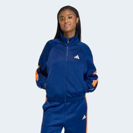 Trainingsjacke adidas Sportswear "STADIUM", Damen, Gr. S, dunkelblau, pure orange, sanftes wei&szlig;, Obermaterial: 67% Polyester, 33% Baumwolle, Jacken Trainingsjacke, aus Polyester und Baumwolle, f&uuml;r Erwachsene
