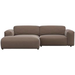 Ecksofa FLEXLUX "Lucera Chaislongue rechts oder links, L-Form, bequem", braun (taupe braun), B:257cm H:73cm T:171cm, 85% Polyester/15%Polyamide, Sofas, Ecksofa, modern & anschmiegsam, Kaltschaum, Stahl-Wellenunterfederung
