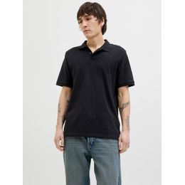 Jack & Jones Poloshirt JACK & JONES "JJKANE POLO SS", Herren, Gr. L, schwarz, Jersey, Obermaterial: 60% Baumwolle, 40% Polyester, unifarben, regular fit normal, ohne Ausschnitt, Shirts Poloshirt, Baumwollmischung, regular fit