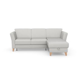 Sit & More Ecksofa SIT & MORE "Visby L-Form", grau (hellgrau), B:248cm H:87cm T:162cm, Sofas, Ecksofa, Wahlweise mit Bettfunktion und Bettkasten, frei im Raum stellbar