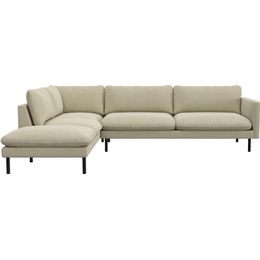 Ecksofa FLEXLUX "Bolzano, elegant und bequem, L-Form", beige (sandy beige), B:295cm H:61cm T:222cm, 100% Polyester, Sofas, Ecksofa, Sitzaufbau mit Kaltschaum & Stahl-Wellen, lose Sitz -& R&uuml;ckenkissen