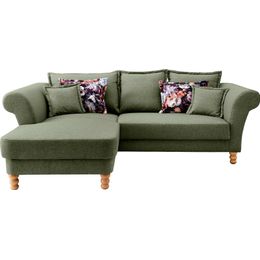 Ecksofa Home Affaire "Tassilo Mega Polsterecke mit Kaltschaum im Sitz, bequem, L-Form", gr&uuml;n, B:262cm H:95cm T:198cm, 100% Polyester, Sofas, Ecksofa