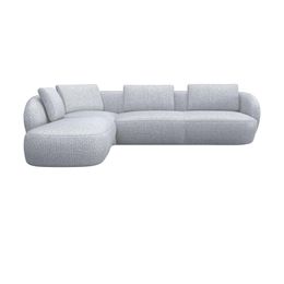 Ecksofa FLEXLUX "Torino, rund, L-Form, Sofa-Ecke mit Ottomane", grau (sandy shell), B:296cm H:85cm T:237cm, Sofas, Ecksofa, Modernes, organisches Sofa-Design, Kaltschaum, Wellenunterfederung