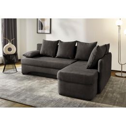 Jockenh&ouml;fer Ecksofa JOCKENH&Ouml;FER GRUPPE "Nivaris L-Form, B: 197 cm", grau (dunkelgrau), B:197cm T:85cm, Korpus: 100% Polyester;Kissen: 100% Polyester, Sofas, Ecksofa, mit Bettfunktion & Bettkasten, Unser Dauertiefpreis