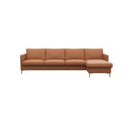 Ecksofa FLEXLUX "Fiore, L-Form, bequem und komfortabel durch hochwertigem Sitzaufbau", braun (modern cogna), B:280cm H:85cm T:159cm, Sofas, Ecksofa, schmale Armlehnen, Kaltschaum, F&uuml;&szlig;e Alu+ Eiche