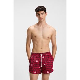 Badehose HUGO UNDERWEAR "TORTUGA", Herren, Gr. XXL (56), N-Gr, rot (medium rot 612), Microfaser, Polyester, bedruckt, Badehosen Badehose, mit Allover-Logoschriftzug
