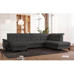 Sit & More Wohnlandschaft SIT & MORE "Astoria U-Form", grau (anthrazit), B:329cm H:91cm T:225cm, 100% Polyester, Sofas, Wohnlandschaft, wahlweise mit motorischer Relaxfunktion