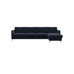 Ecksofa FLEXLUX "Fiore, L-Form, bequem und komfortabel durch hochwertigem Sitzaufbau", blau (royal blau), B:280cm H:85cm T:159cm, Sofas, Ecksofa, schmale Armlehnen, Kaltschaum, F&uuml;&szlig;e Alu