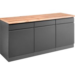Unterschrank KOCHSTATION "KS-Bruneck", grau (graphit matt), B:180cm H:86cm T:60cm, Holzwerkstoff, Schr&auml;nke, Unterschrank, >>Bruneck<< 180 cm breit, f&uuml;r viel Stauraum, hochwertige MDF-Fronten