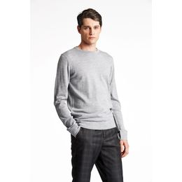 Rundhalspullover LINDBERGH, Herren, Gr. S, grau (lt grau mix), Strick, Obermaterial: 50% Wolle, 50% Polyacryl, unifarben, regular fit taillenbedeckt, Rundhals, B&uuml;ndchen, Pullover Rundhalspullover, mit Rundhalsausschnitt