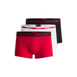 Trunk HUGO UNDERWEAR "TRIPLET", Herren, Gr. XXL (56), 3 Stk., rot (hellrot, wei&szlig;, schwarz), Jersey, Obermaterial: 95% Baumwolle, 5% Elasthan, kontrastfarbene Details, unifarben, eng, Unterhosen Trunk, mit Logoschriftzug
