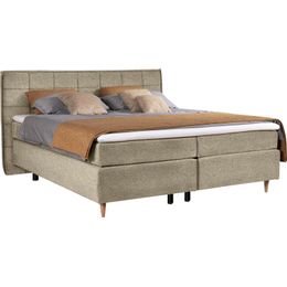 Boxspringbett Alina "Henri", beige (graubeige tmd 2), B:200cm L:208cm, Struktur TMD (100% Polyester), Komplettbetten, Boxspringbett, inklusive Matratze und Topper, in diversen Ausf&uuml;hrungen
