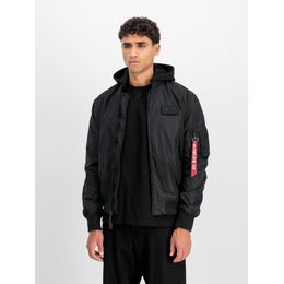 Bomberjacke Alpha Industries "MA-1 TT HOOD", Herren, Gr. S, schwarz, schwarz, Web, Obermaterial: 100% Nylon, unifarben, schmal normal, Rundhals, Rippb&uuml;ndchen, Jacken Bomberjacke
