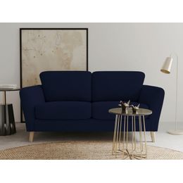 2-Sitzer Home Affaire "MARSEILLE Kompaktsofa 170 cm, Cord, Flachgewebe, Struktur, Webstoff", blau, B:170cm H:88cm T:90cm, Struktur fein (58% Polyester, 22% Polypropylen);Filzoptik (100% Polyester);Webstoff (100% Polyester), Sofas, 2-Sitzer, Massivholzbeine Eiche, Landhausstil, Wellenunterfederung