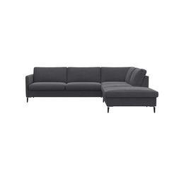 Ecksofa FLEXLUX "Fiore, super Sitzkomfort durch Kaltschaum im Sitz, L-Form", grau (dervit grau), B:266cm H:85cm T:225cm, 100% Polyester, Sofas, Ecksofa, schmale Armlehnen, F&uuml;&szlig;e Alu+schwarz