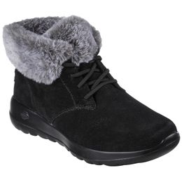 Winterboots Skechers "ON-THE-GO JOY - PLUSH DREAMS", Damen, Gr. 35, schwarz (schwarz, grau), Leder, Schuhe Winterboots, Winterschuh in bequemer Form