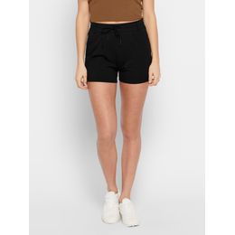Shorts Only "ONLPOPTRASH LIFE EASY SHORTS", Damen, Gr. XS (34), N-Gr, schwarz, Milano Rib, Obermaterial: 63% Viskose, 32% Nylon, 5% Elasthan, unifarben, kurz, Hosen Shorts, Viskosemischung, regular fit