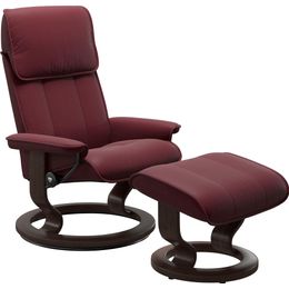 Relaxsessel stressless "Admiral", rot (bordeaux batick), B:78cm H:98cm T:73cm, Leder BATICK: BATICK ist ein leicht korrigiertes, durchgef&auml;rbtes und genarbtes M&ouml;belleder, bei dem die meisten Unebenheiten und Spuren in der Regel entfernt wurden., Sessel, Relaxsessel, mit Classic Base, Gr&ouml;&szlig;e M & L, Gestell Wenge