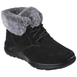 Winterboots Skechers "ON-THE-GO JOY - PLUSH DREAMS", Damen, Gr. 40, schwarz (schwarz, grau), Leder, Schuhe Winterboots, Winterschuh in bequemer Form