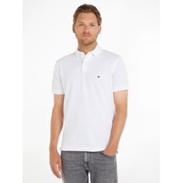 Poloshirt Tommy Hilfiger "1985 REGULAR POLO", Herren, Gr. M (48/50), wei&szlig;, Piqu&eacute;, Obermaterial: 97% Baumwolle, 3% Elasthan, Basic, normal, Shirts Poloshirt, aus hochwertiger Baumwoll-Piqu&eacute;-Qualit&auml;t
