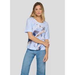 T-Shirt Rabe, Damen, Gr. 38, ozean, Jersey, Obermaterial: 50% Baumwolle, 50% Modal, bedruckt, normal h&uuml;ftbedeckend, Rundhals, Shirts T-Shirt, mit Front-Print, Topseller
