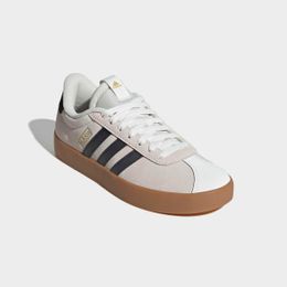 Sneaker adidas Sportswear "VL COURT 3.0", Damen, Gr. 41, beige (sanftes wei&szlig;, grau six, gold metallic), Leder, Textil, Schuhe Sneaker, inspiriert vom Design des adidas samba, Topseller