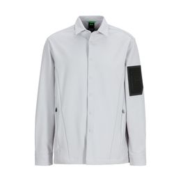 Langarmhemd BOSS Green "B EXPEDIT L", Herren, Gr. 3XL, N-Gr, grau (light, pastel grau054), Web, Obermaterial: 100% Polyester, gestreift, relaxed fit, Hemden Langarmhemd, mit Knopfleiste