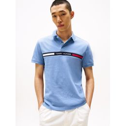 Poloshirt Tommy Hilfiger "HILFIGER CHEST INSERT REG POLO", Herren, Gr. S, blau (brisk blau), Piqu&eacute;, Obermaterial: 96% Baumwolle, 4% Elasthan, regular fit, Rippb&uuml;ndchen, Shirts Poloshirt