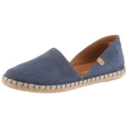 Espadrille VERBENAS "CARMEN SERRAJE", Damen, Gr. 37, blau (jeansblau), Veloursleder, Schuhe Espadrille, Schlupfschuh, Sommerschuh, Loafer mit typischem Jute-Rahmen