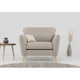 Sessel Home Affaire "MARSEILLE", beige, B:103cm H:88cm T:90cm, 100% Polyester, Sessel, Sessel, Massivholzbeine Eiche, Landhausstil, Wellenunterfederung