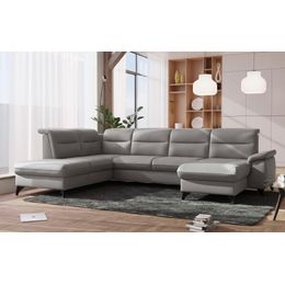Sit & More Wohnlandschaft SIT & MORE "Astoria U-Form", grau (anthrazit), B:329cm H:91cm T:225cm, 100% Polyester, Sofas, Wohnlandschaft, wahlweise mit motorischer Relaxfunktion