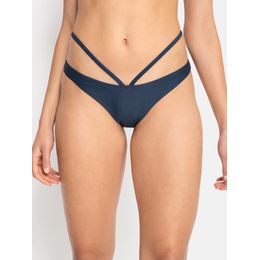 Bikini-Hose LSCN BY LASCANA "Gina", Damen, Gr. 34, N-Gr, blau (marine), Recycling-Polyamid, unifarben, Badehosen Bikini-Hose, mit extra Straps