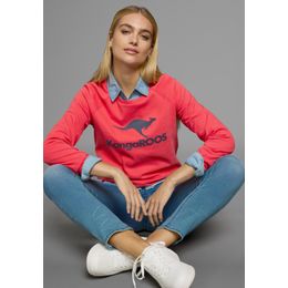 Sweatshirt Kangaroos, Damen, Gr. 40/42, orange (rot), Interlock, Obermaterial: 100% Baumwolle, bequem h&uuml;ftbedeckend, Rundhals, Raglan&auml;rmel Rippb&uuml;ndchen, Sweatshirts Sweatshirt, Langarm, figurumspielender Schnitt, mit Print, Rundhalsausschnitt