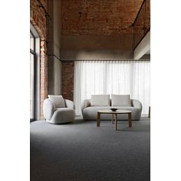 2,5-Sitzer FLEXLUX "Torino, rund, Couch, Loveseat", beige (natural), B:186cm H:85cm T:102cm, 100% Polyester, Sofas, 2 5-Sitzer, Modernes, organisches Sofa-Design, Kaltschaum, Wellenunterfederung