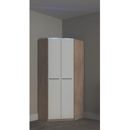 Eckkleiderschrank Priess "Barcelona Kleiderschrank Eckl&ouml;sung Raumwunder", wei&szlig; (struktureichefarben hell, wei&szlig;), B:78cm H:193cm T:78cm, Holzwerkstoff, Schr&auml;nke, Eckkleiderschrank, in 2 Tiefen Schrank Eckschrank Garderobe