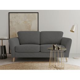2-Sitzer Home Affaire "MARSEILLE Kompaktsofa 170 cm, Cord, Flachgewebe, Struktur, Webstoff", grau (dunkelgrau), B:170cm H:88cm T:90cm, Struktur fein (58% Polyester, 22% Polypropylen);Filzoptik (100% Polyester);Webstoff (100% Polyester), Sofas, 2-Sitzer, Massivholzbeine Eiche, Landhausstil, Wellenunterfederung