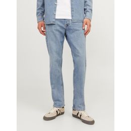 Jack & Jones Loose-fit-Jeans JACK & JONES "JJICHRIS JJCLASSIC AM 676 LID NOOS", Herren, Gr. 33, L&auml;nge 34, blau (blau denim), Denim/Jeans, Obermaterial: 69% Baumwolle, 30% Lyocell (TENCEL&trade;), 1% Elasthan, Abriebeffekte, relaxed fit kn&ouml;chellang, Jeans Loose-fit-Jeans