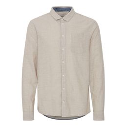 Langarmhemd Blend "Langarmhemd BHShirt", Herren, Gr. L, N-Gr, beige (crockery), Obermaterial: 55% Baumwolle CO. 45% Leinen LI., Hemden Langarmhemd