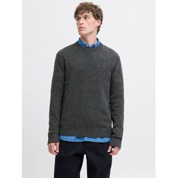 Jack & Jones Rundhalspullover JACK & JONES "JPRBLULAMBSWOOL KNIT CREW NECK", Herren, Gr. M, schwarz detail:twist, Strick, Obermaterial: 100% Wolle, unifarben, normal h&uuml;ftbedeckend, Rundhals, Rippb&uuml;ndchen, Pullover Rundhalspullover