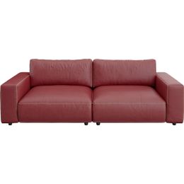 Big-Sofa Musterring "LUCIA", rot (karminrot bax), B:252cm H:81cm T:124cm, Flachgewebe FLORIS (100% Polyester);Flachgewebe VALMONT (60% Baumwolle/ 40% Leinen);Microfaser CRONA (100% Polyester), Sofas, Big-Sofa, in vielen Qualit&auml;ten und 4 unterschiedlichen N&auml;hten, 2,5-Sitzer